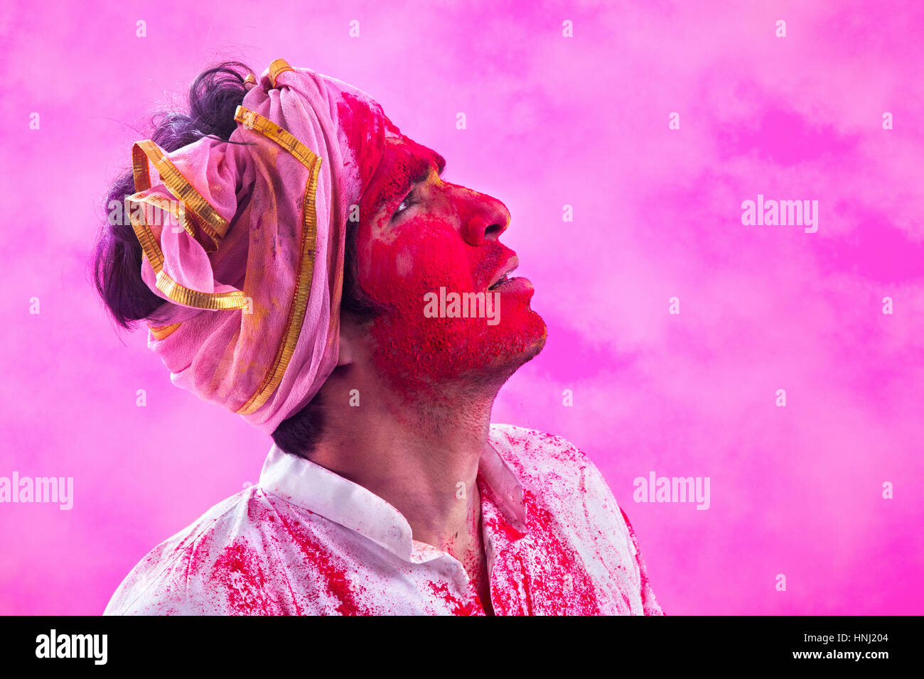 Indian Young man Celebrating the Holi Festival of Colors Stock Photo ...