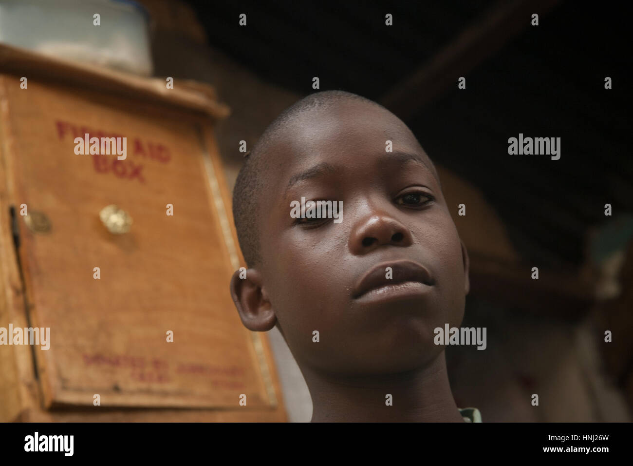 Portrait of a boy in orphanage, Kibera slums, Nairobi, East Africa ...