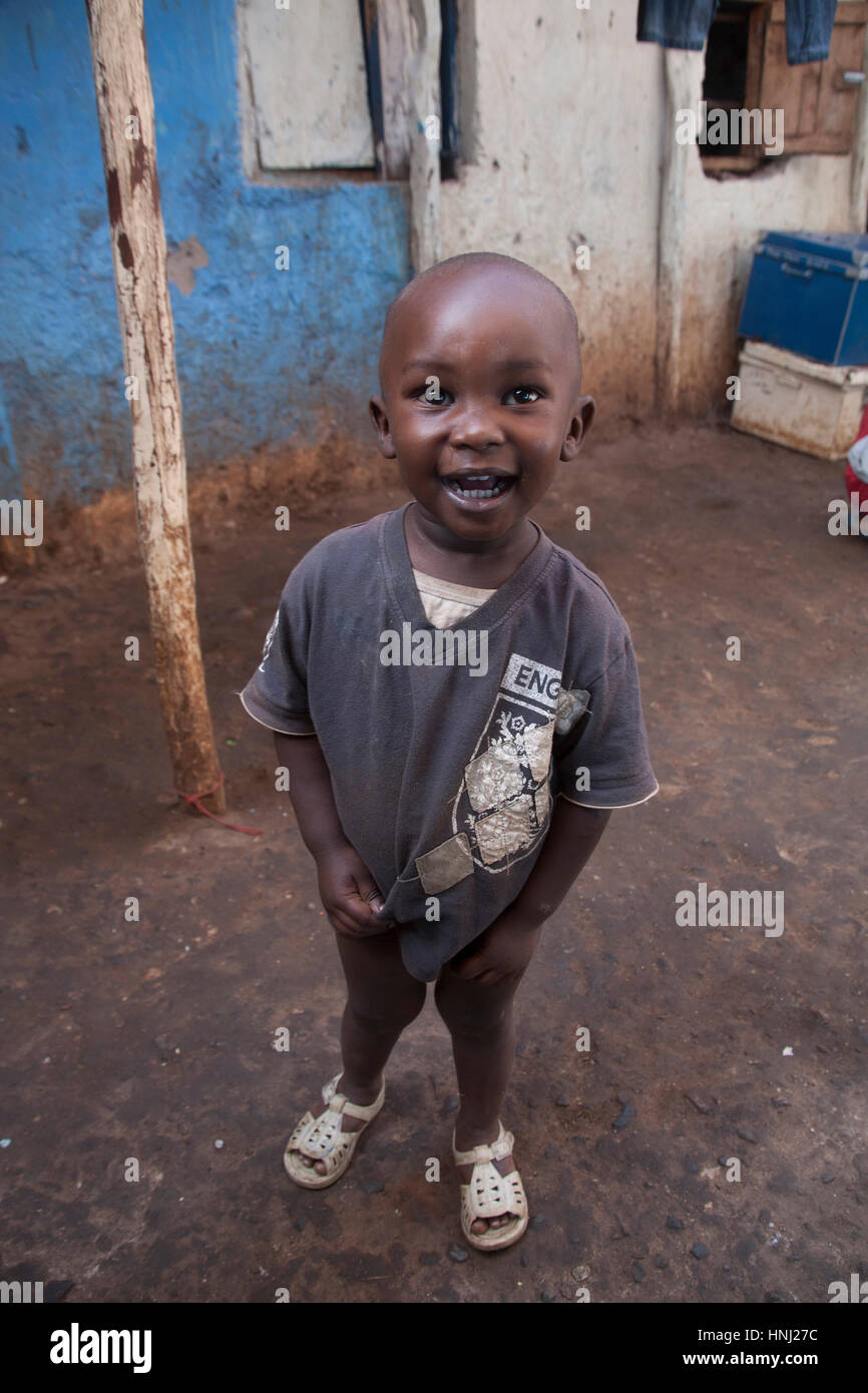 Portrait of a child in an orphanage, Kibera slums, Nairobi, East Africa ...