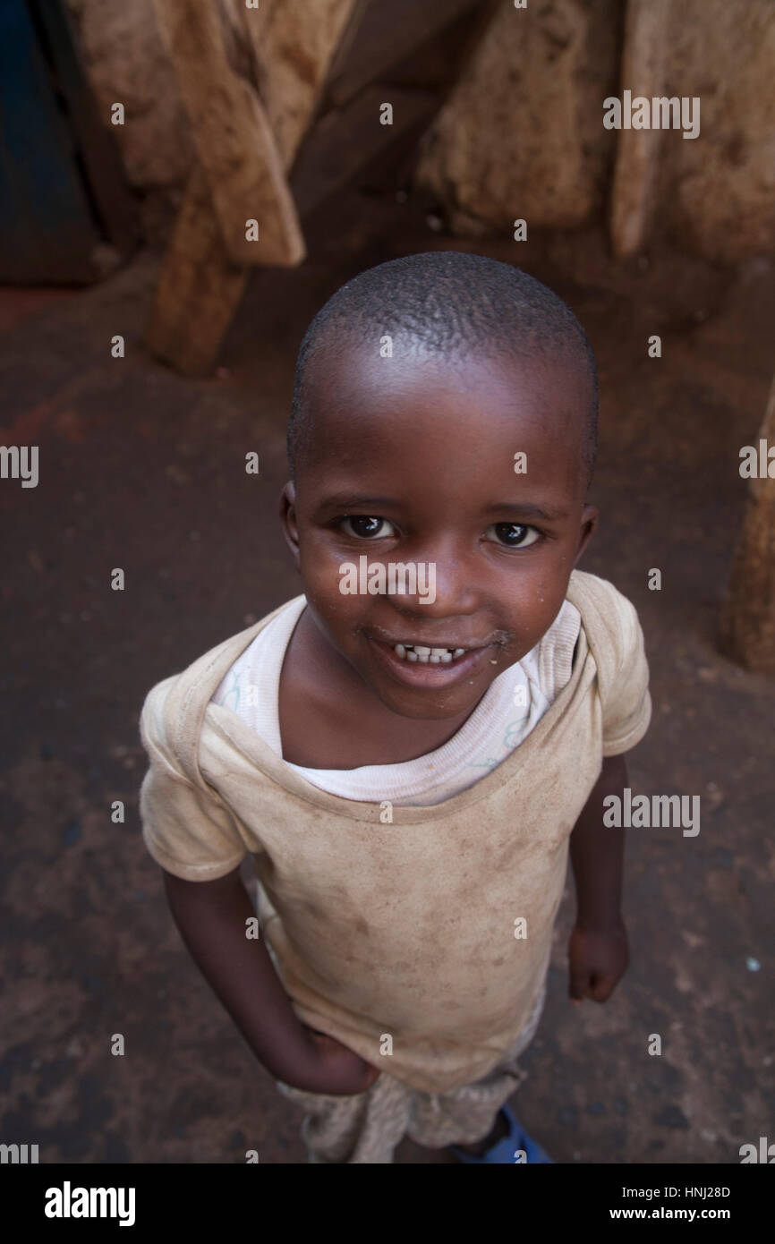 Portrait of a child in an orphanage, Kibera slums, Nairobi, East Africa ...