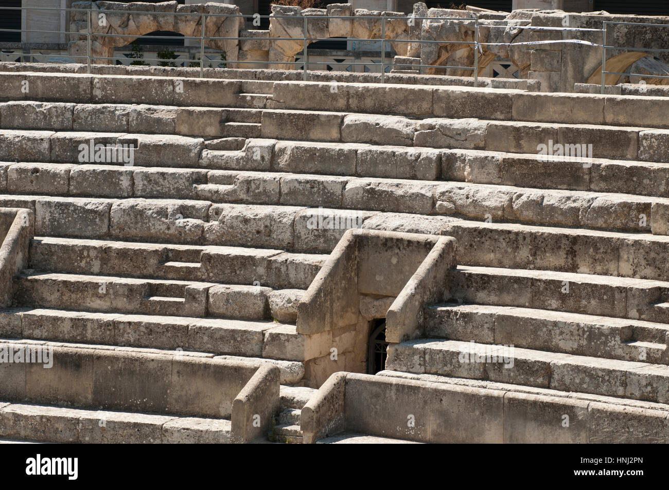 Details of the steps of the ancient Roman amphitheater in Lecce Stock ...