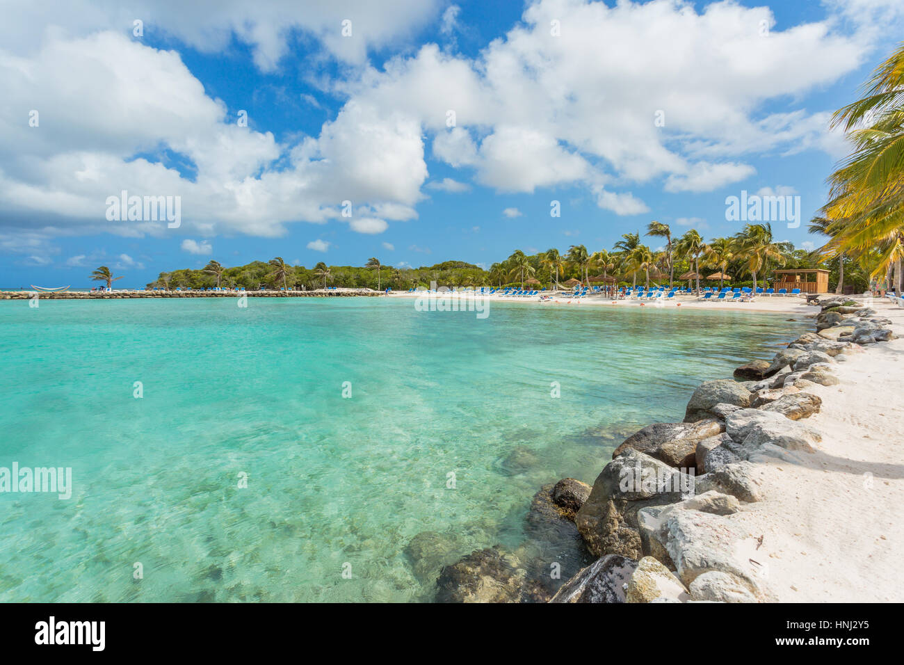 Flamingo beach at Aruba. Renaissance Aruba Private Island Stock Photo ...