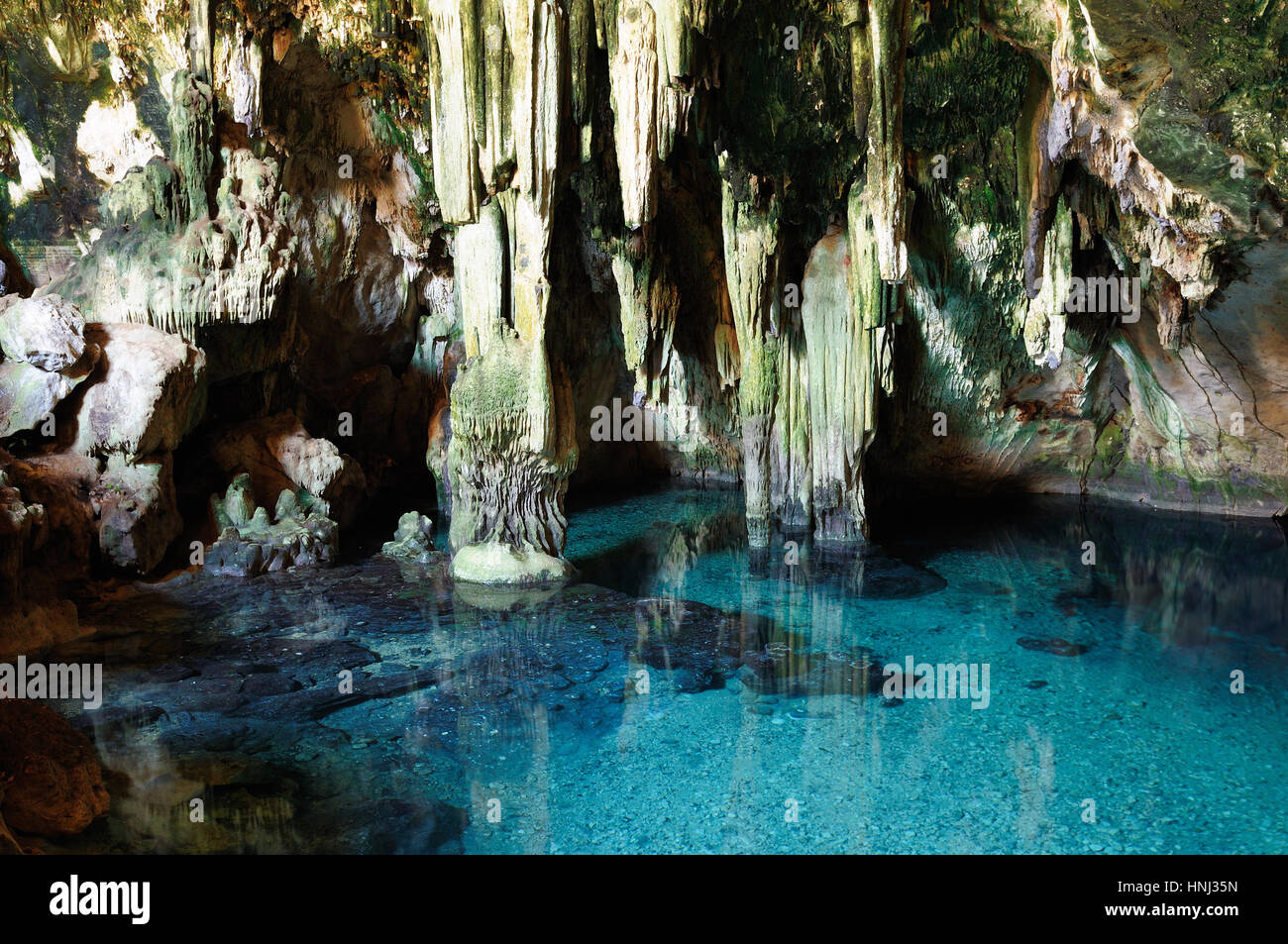 Ancient cenote, underground lake in the cave in Yucatan state, Mexico ...
