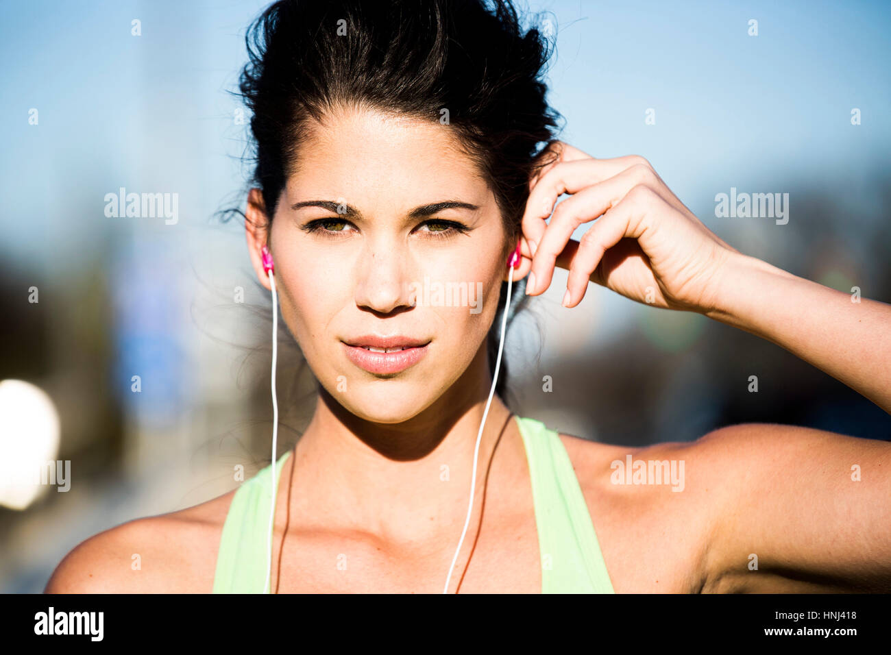 Woman listening music hi-res stock photography and images - Alamy