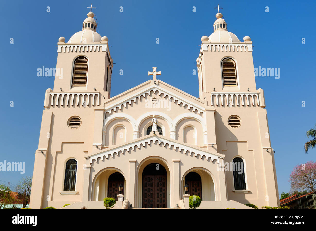 Cathedral of downtown Encarnacion city, Paraguay, South America Stock ...