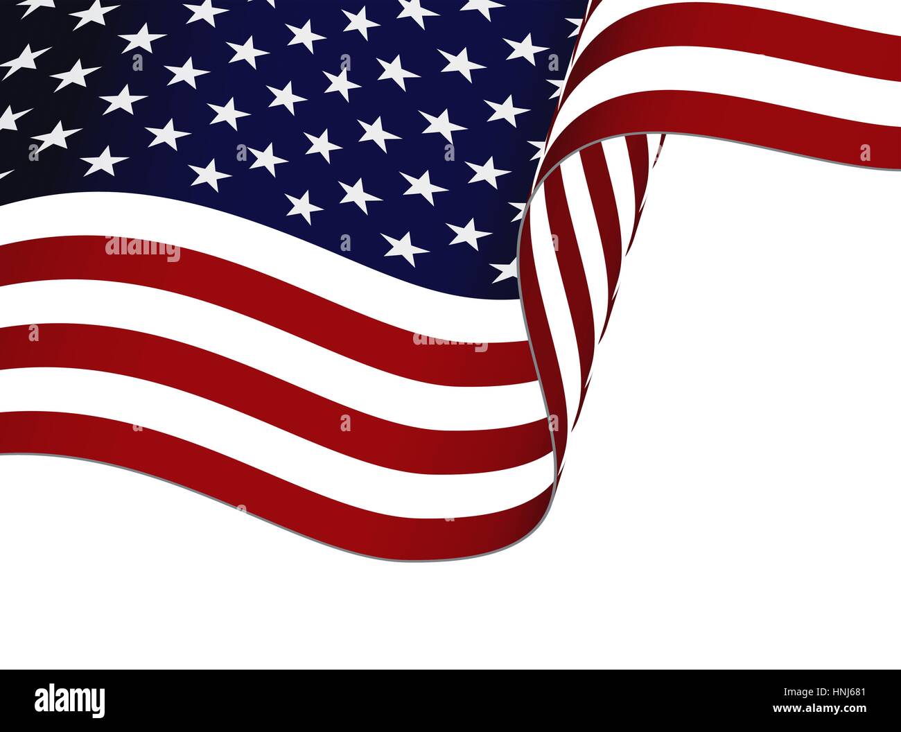 Waving USA flag bottom half isolated on white background Stock Vector ...