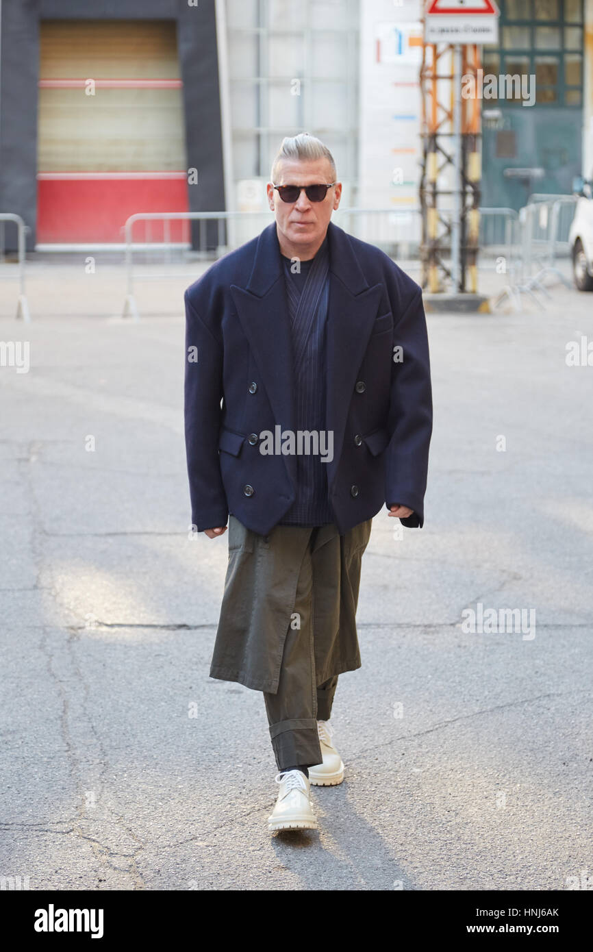 MILAN - JANUARY 16: Nick Wooster with blue jacket before Wood Wood ...
