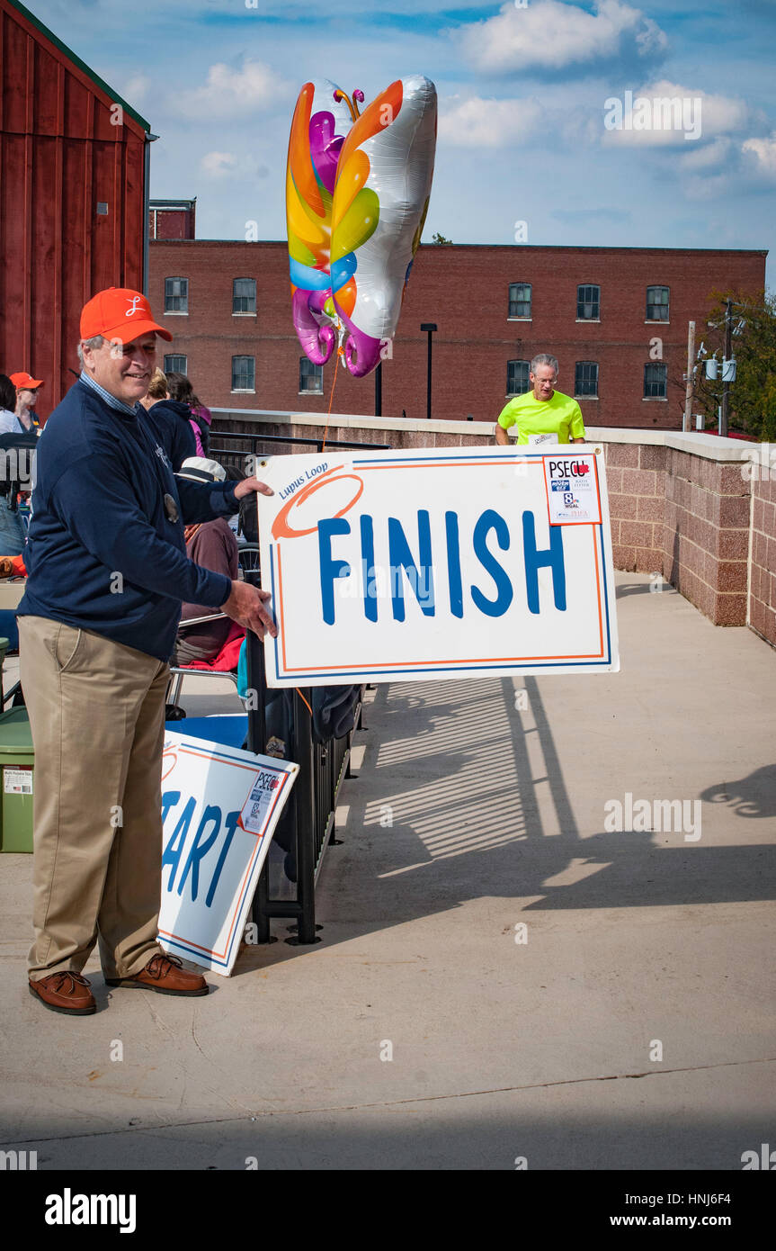 Finish line local Lupus fund raising race Stock Photo - Alamy
