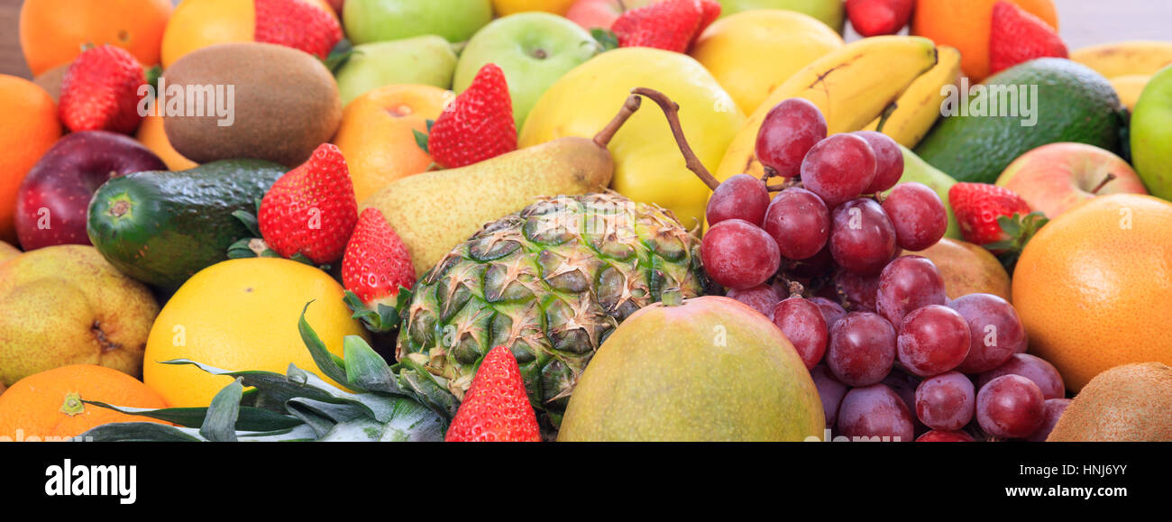 A variety of colorful fresh fruits background Stock Photo - Alamy