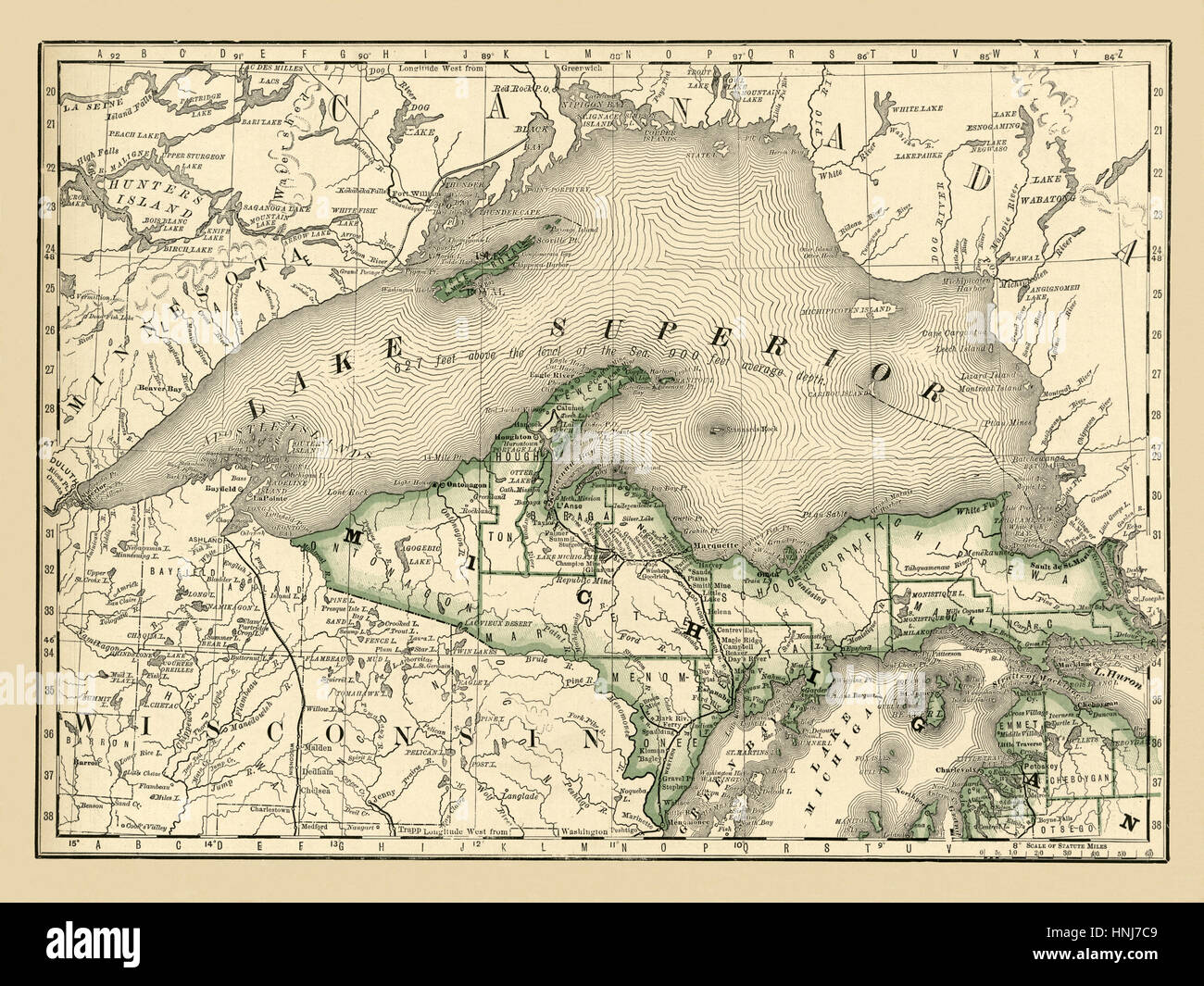 Antique map of the great lakes High Resolution Stock Photography and ...