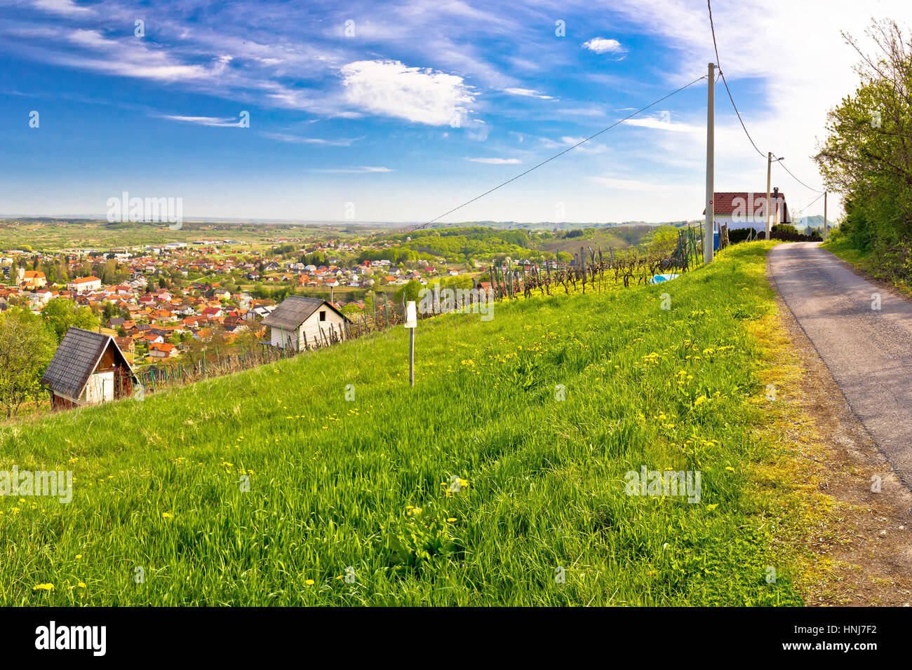 Town of Ivanec panorama from green hills, Zagorje, Croatia Stock Photo ...