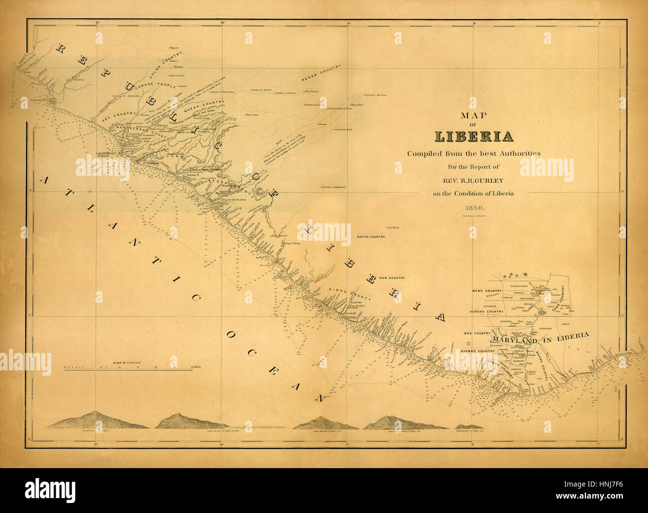 Map Of Liberia 1850 Stock Photo - Alamy