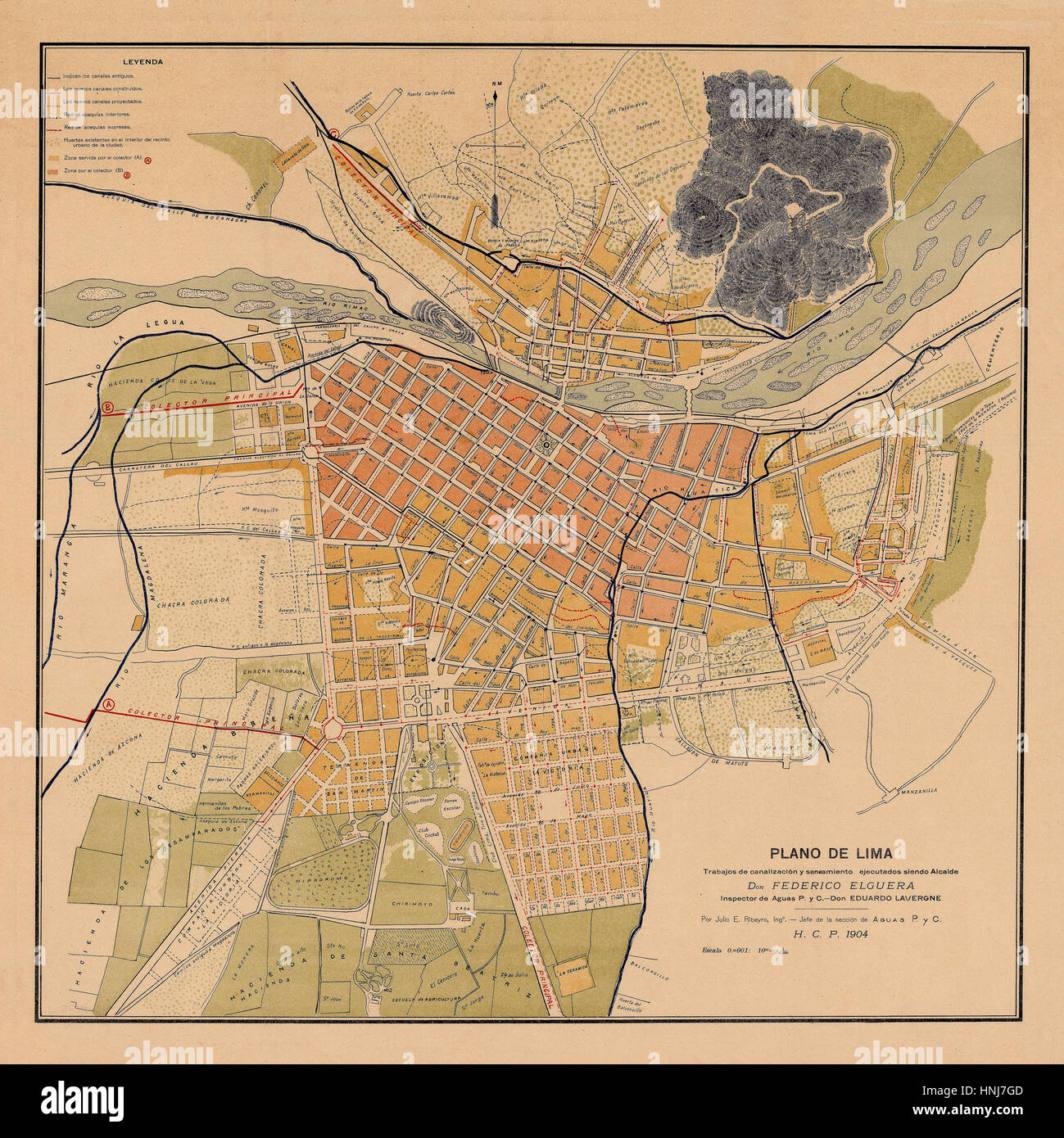 Map Of Lima 1904 Stock Photo - Alamy