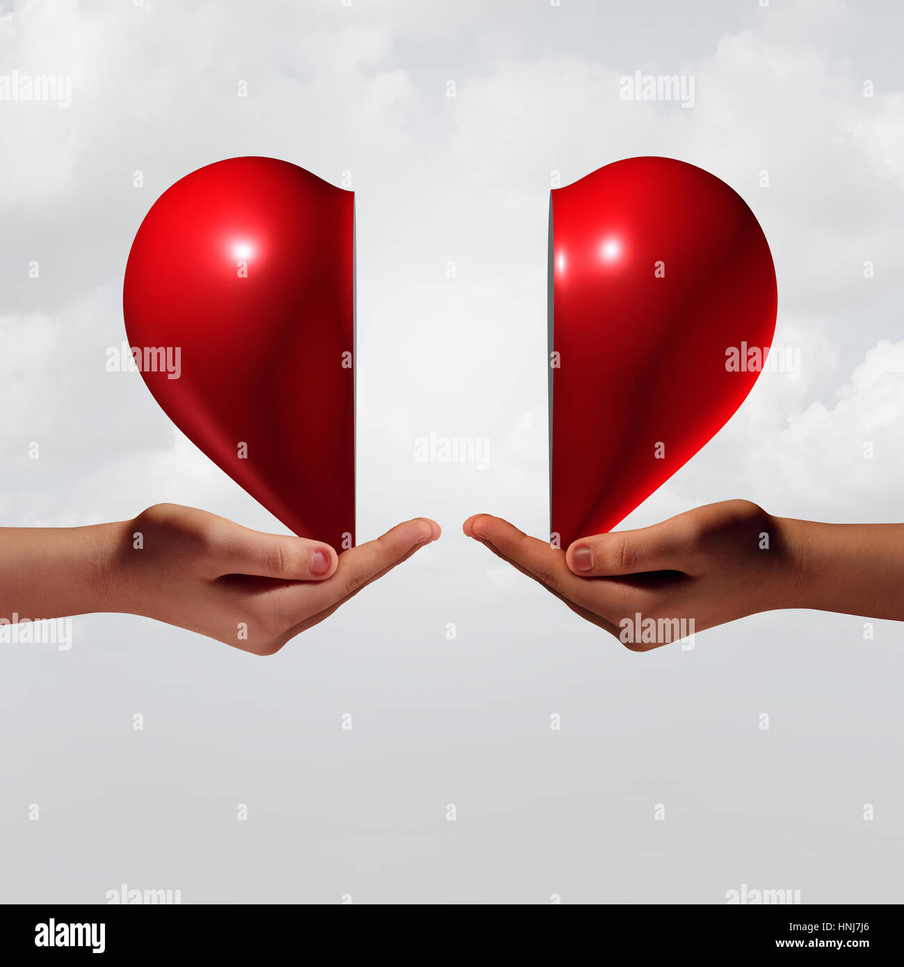 Love connection romance and relationship couple trouble concept as two ...