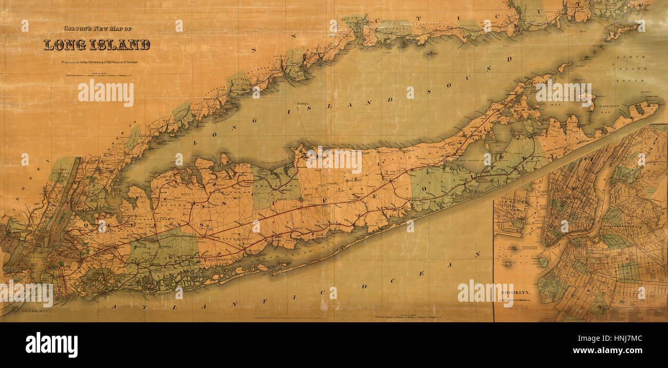 Vintage long island map hi-res stock photography and images - Alamy