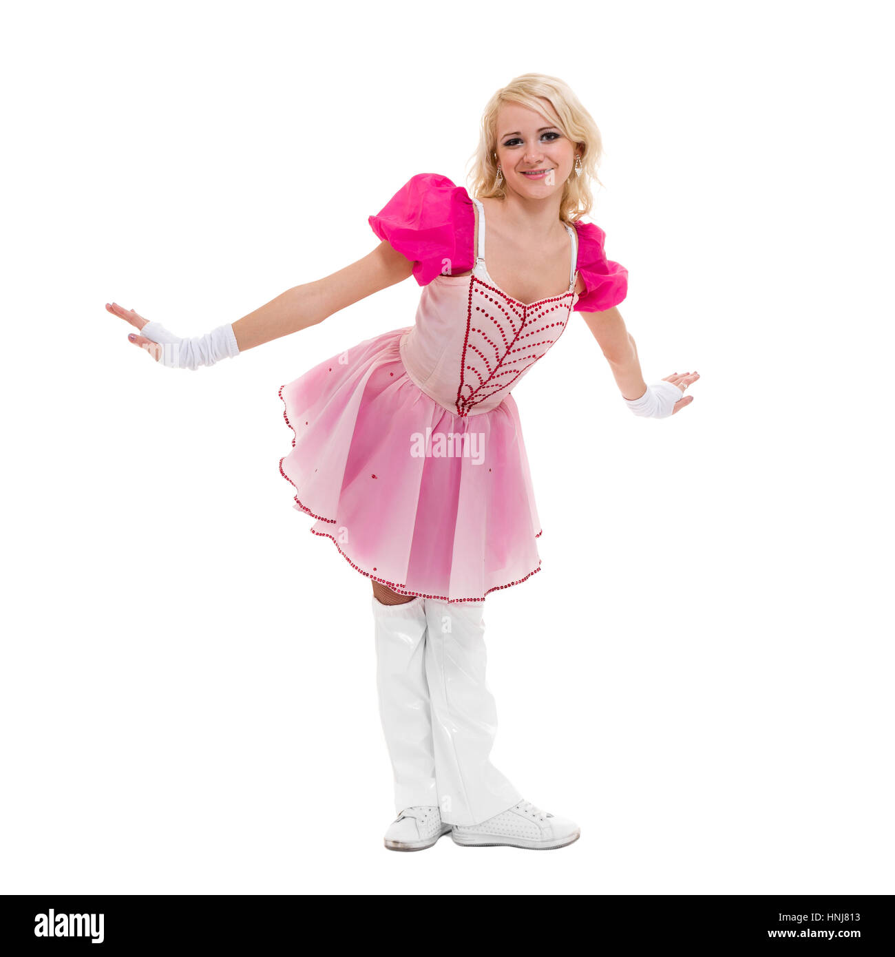 Disco dancer showing some movements against isolated white Stock Photo ...