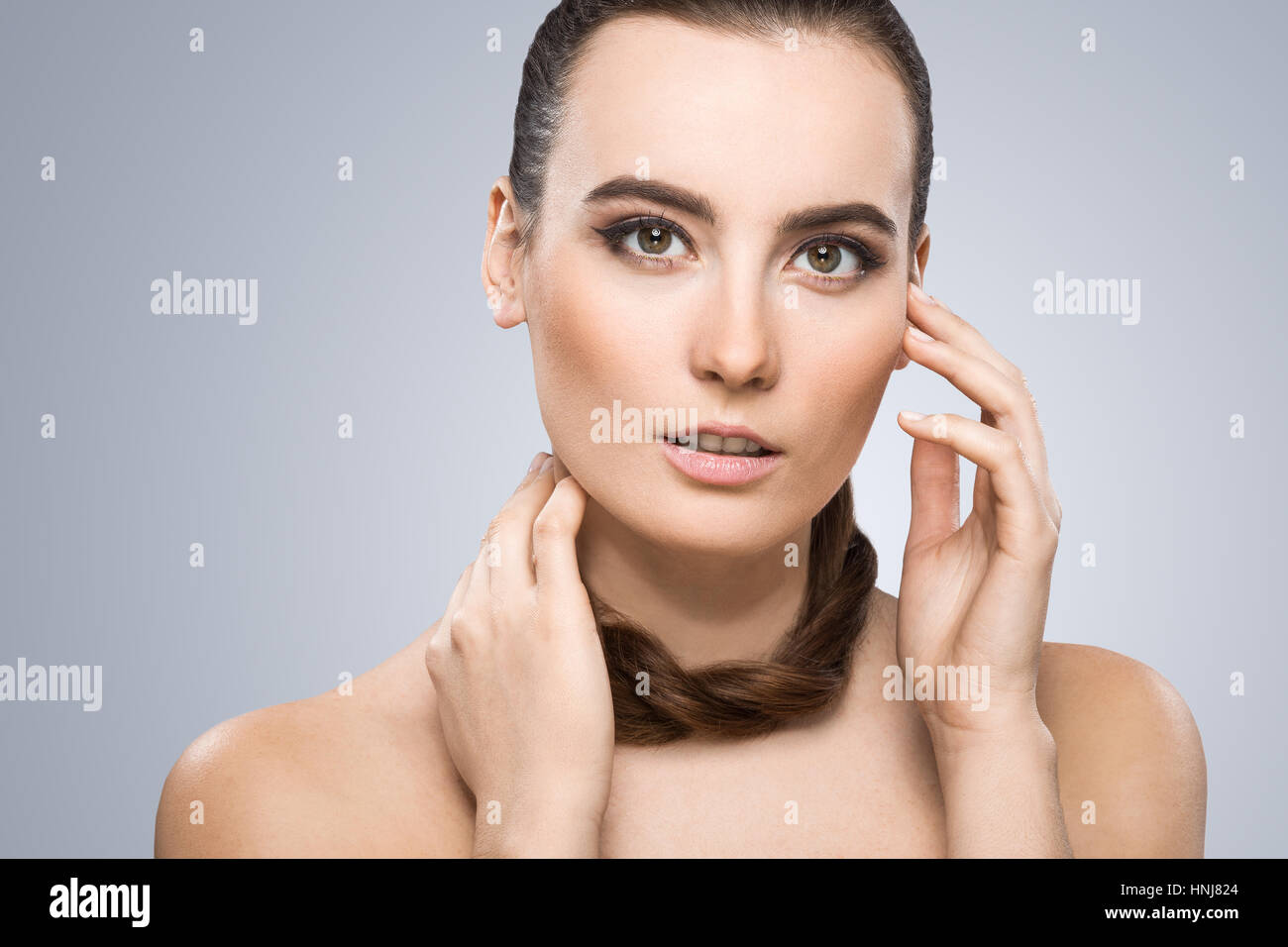 Women hand around neck hi-res stock photography and images - Alamy