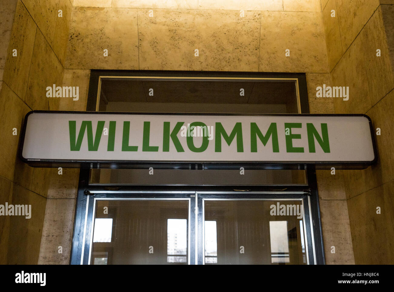 Welcome sign in Tempelhof Airport, Berlin, Germany Stock Photo - Alamy