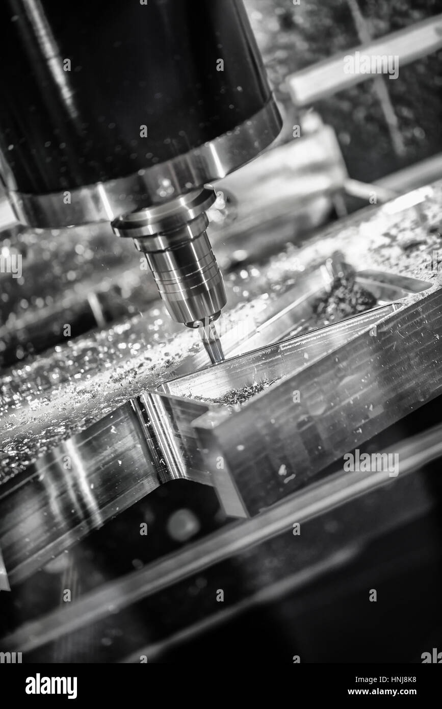 Metalworking CNC milling machine. Cutting metal modern processing ...