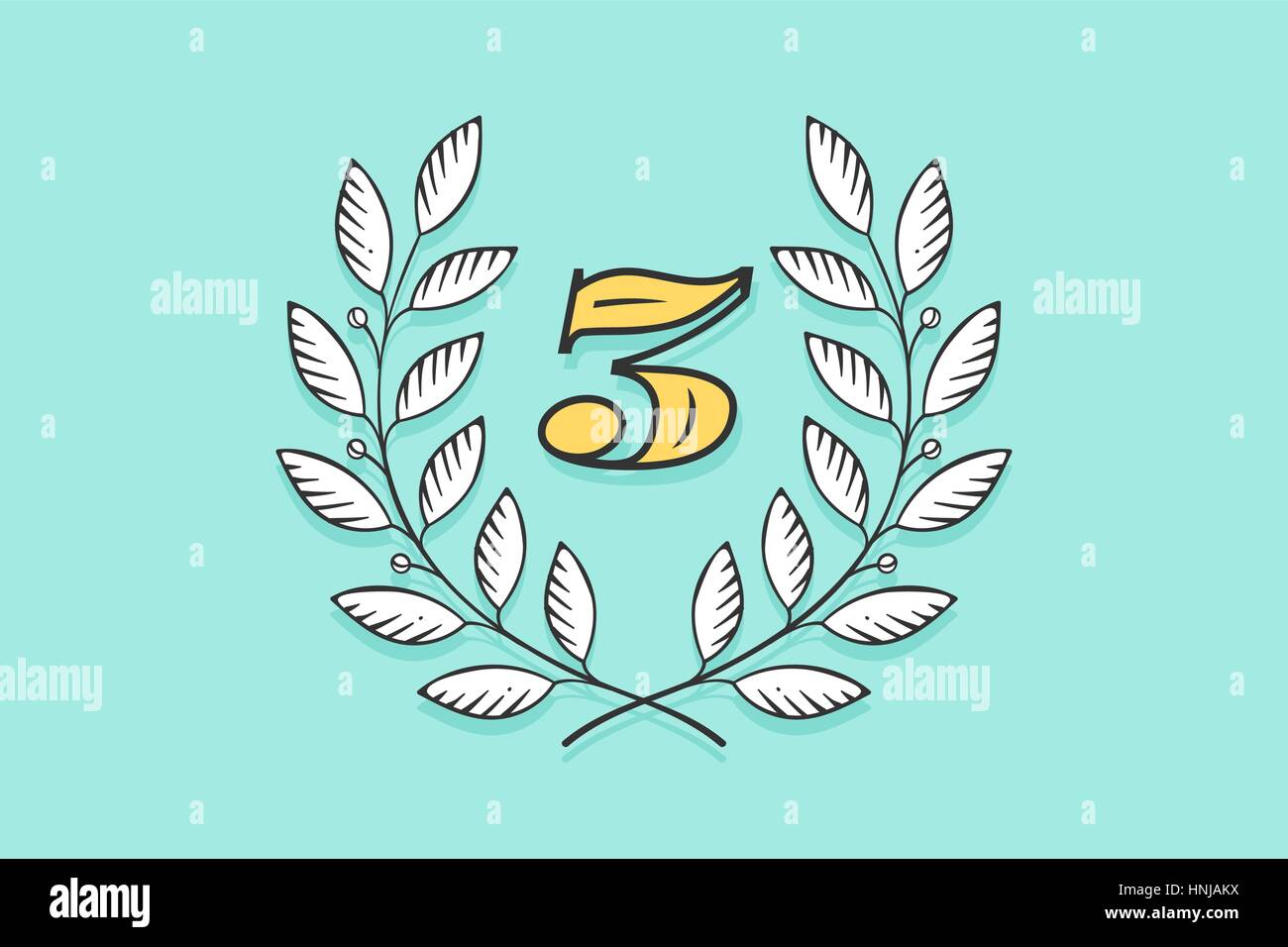Laurel wreath icon with number Three Stock Vector Image & Art - Alamy