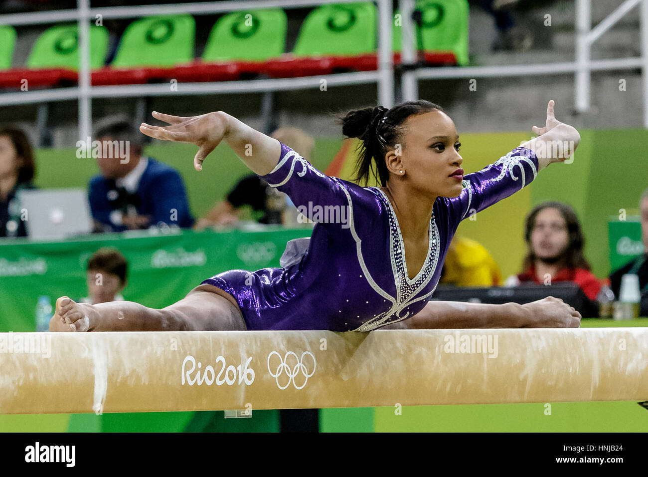 Rio de Janeiro, Brazil. 11 August 2016. Rebeca Andrade (BRA) performs ...