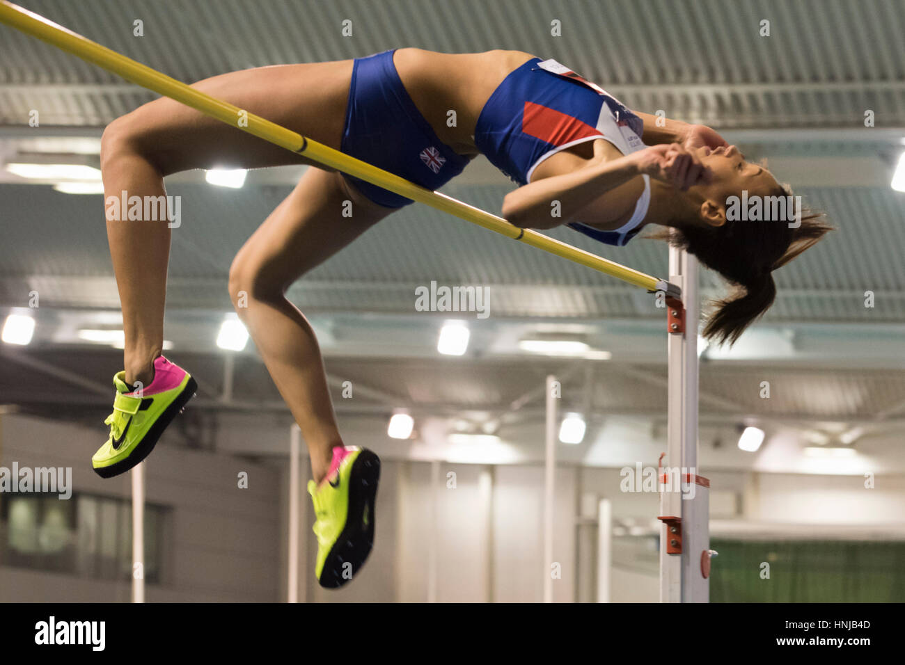 Morgan Lake clears the high jump bar during the British Athletics ...