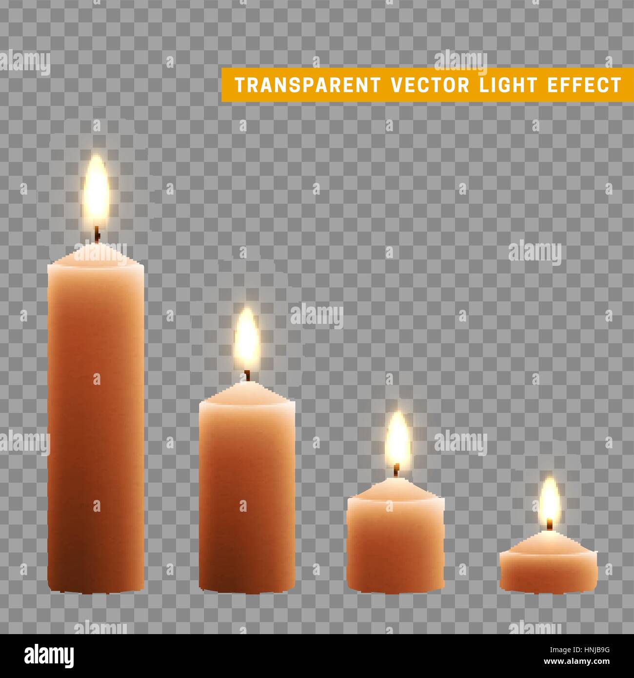 Candles burn with fire realistic. Set isolated on transparent ...