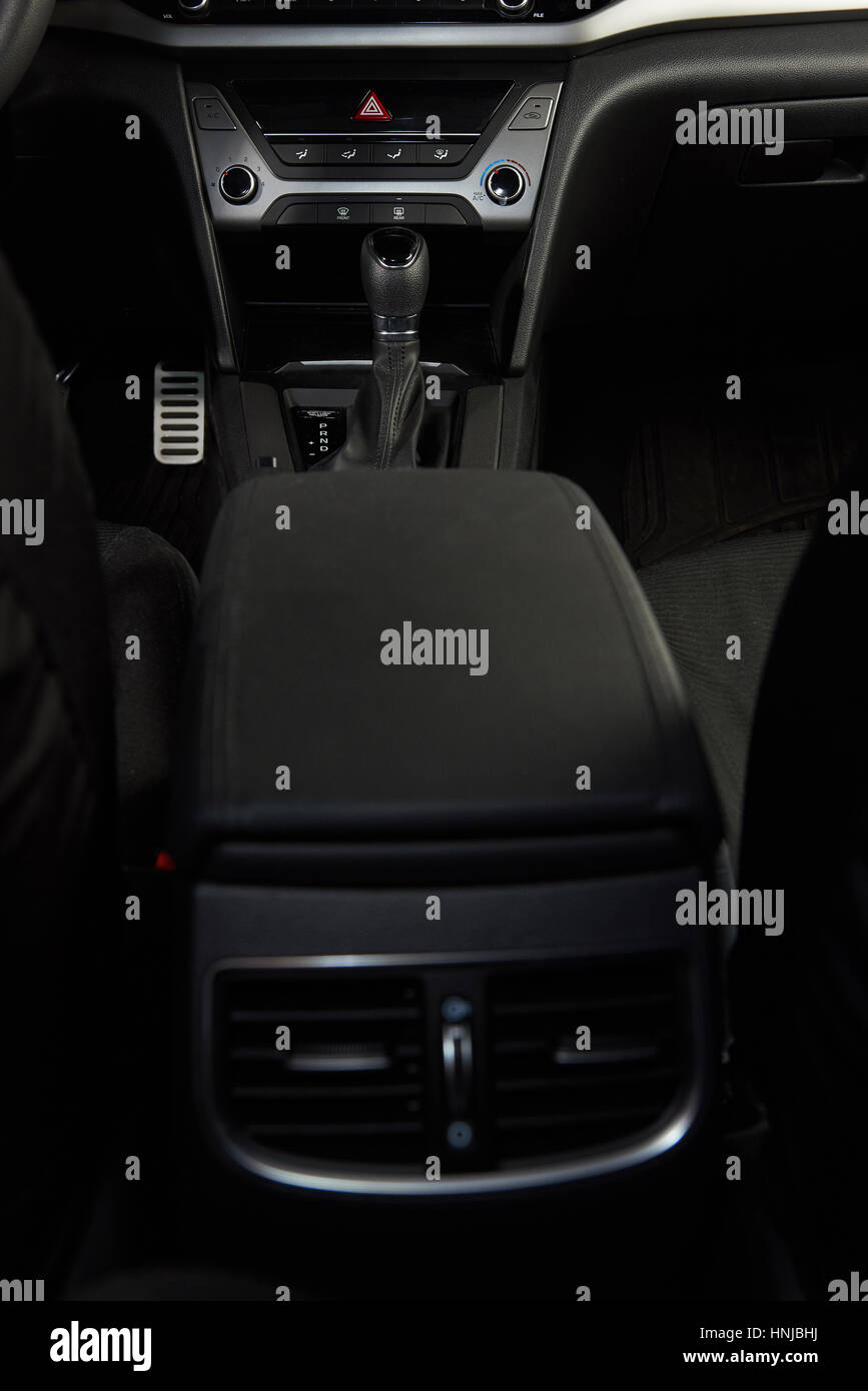 Panel of ac moder car conditioner in black interior Stock Photo - Alamy