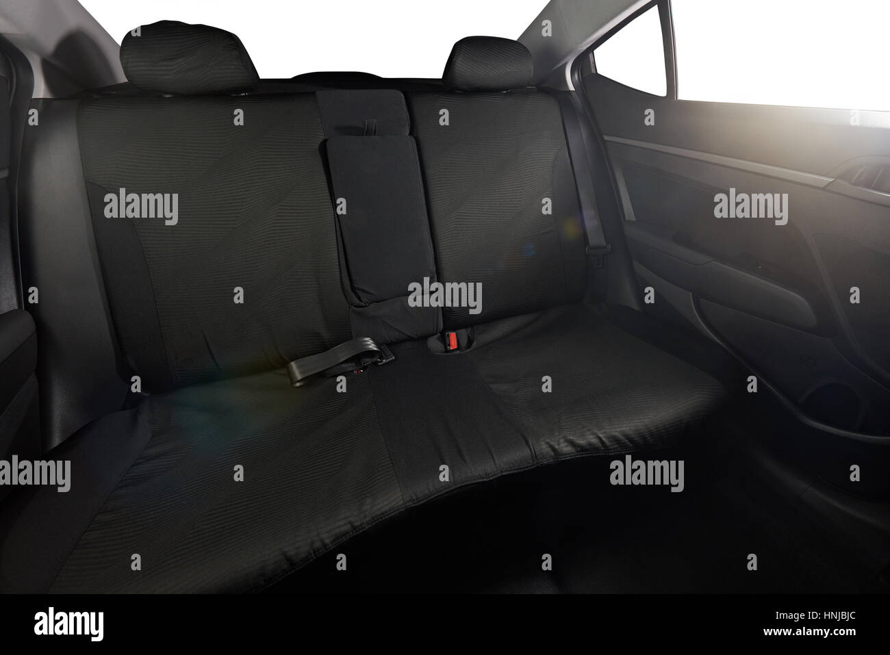 Black back cloth seat of modern sedan car with isolated windows Stock ...