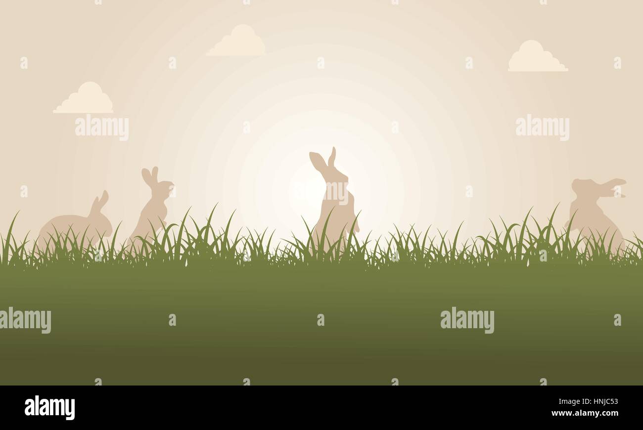 At sunset easter bunny landscape vector art Stock Vector Image & Art ...