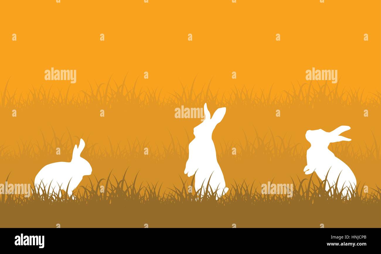 White rabbit on hill landscape vector collection Stock Vector Image ...