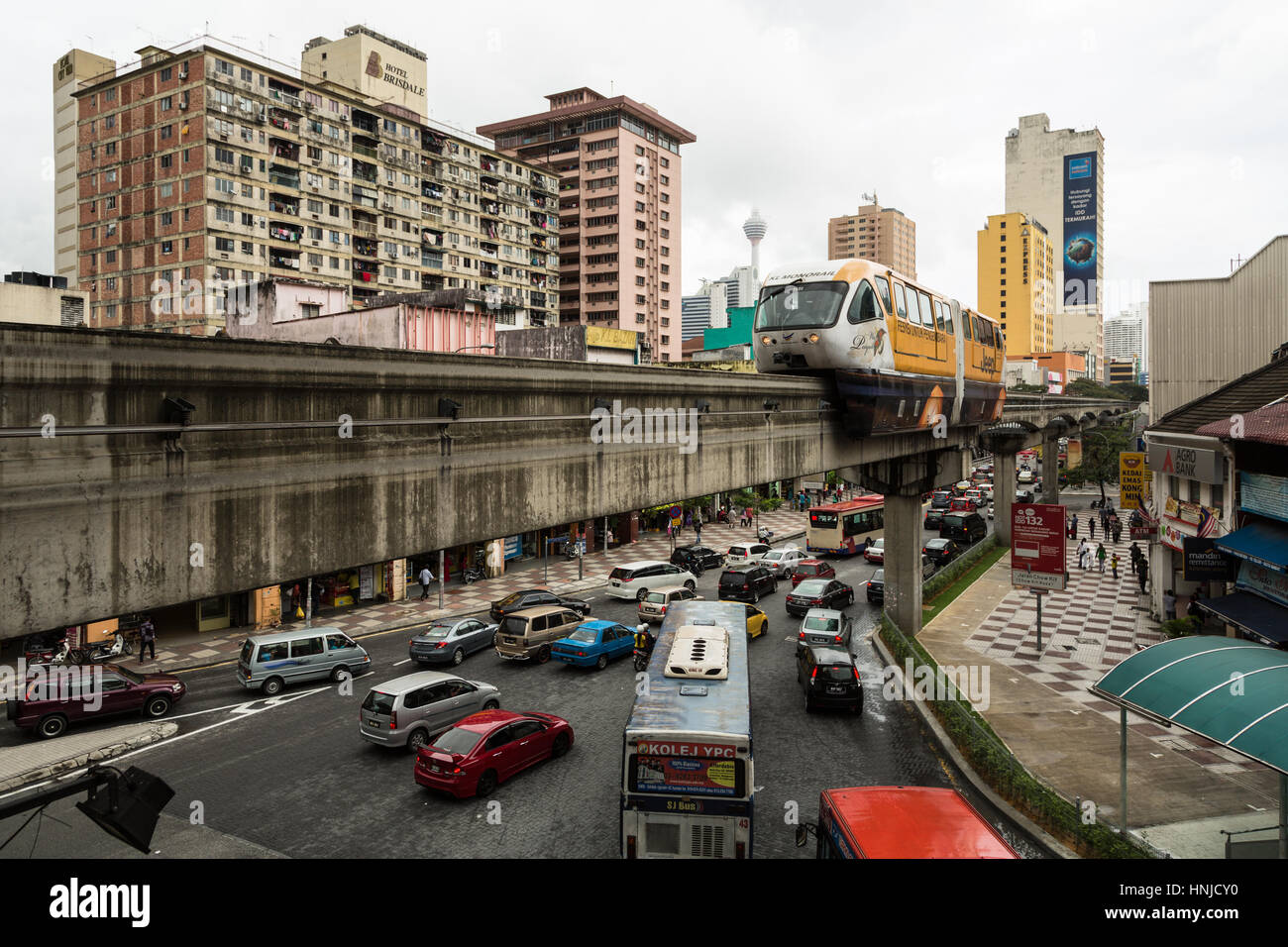 KUALA LUMPUR, MALAYSIA - NOVEMBER 4, 2014: A monorail car travel on its ...