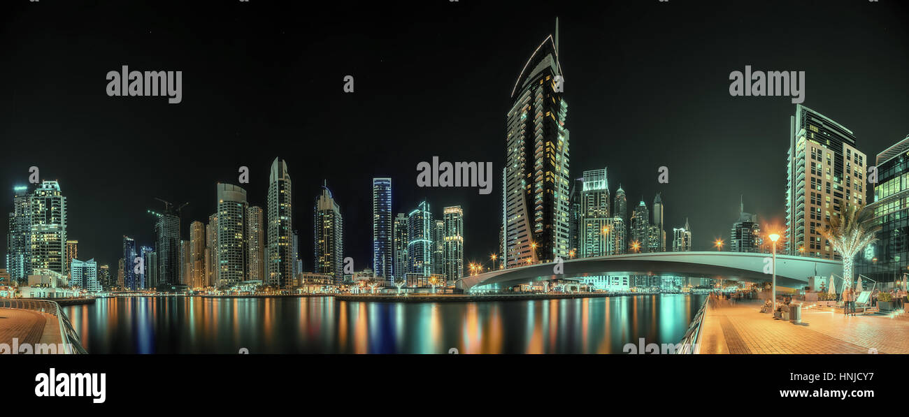 Panoramic view of Dubai Marina bay, UAE Stock Photo - Alamy