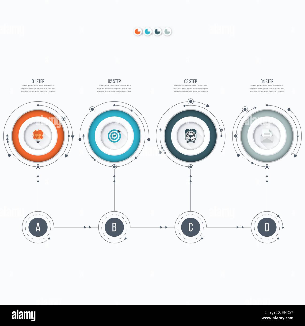 Infographics template four options with circles. Can be used for ...