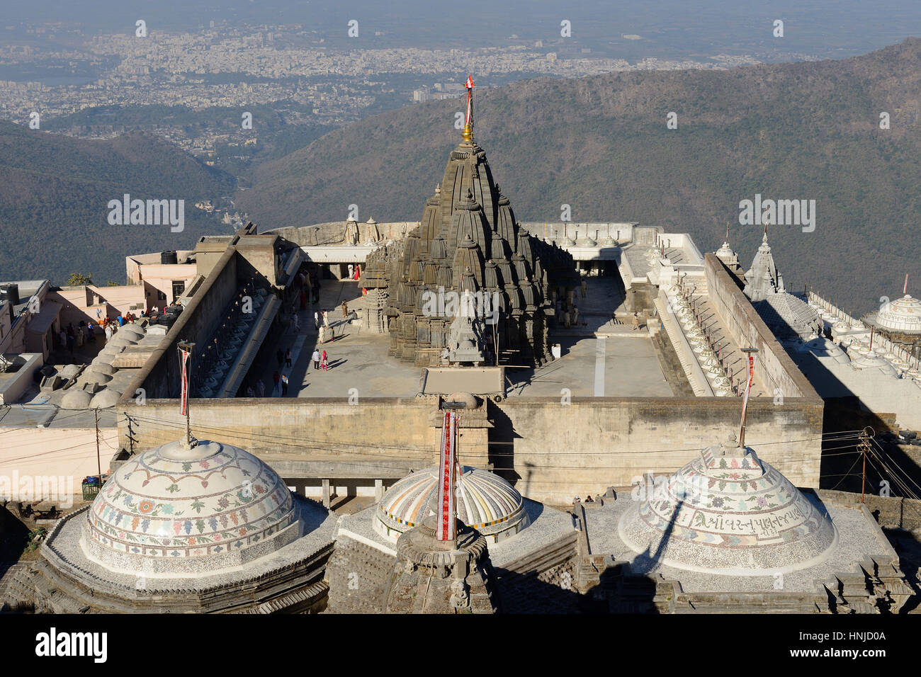 Jain temple complex on the holy Girnar hill near the Junagadh city in ...