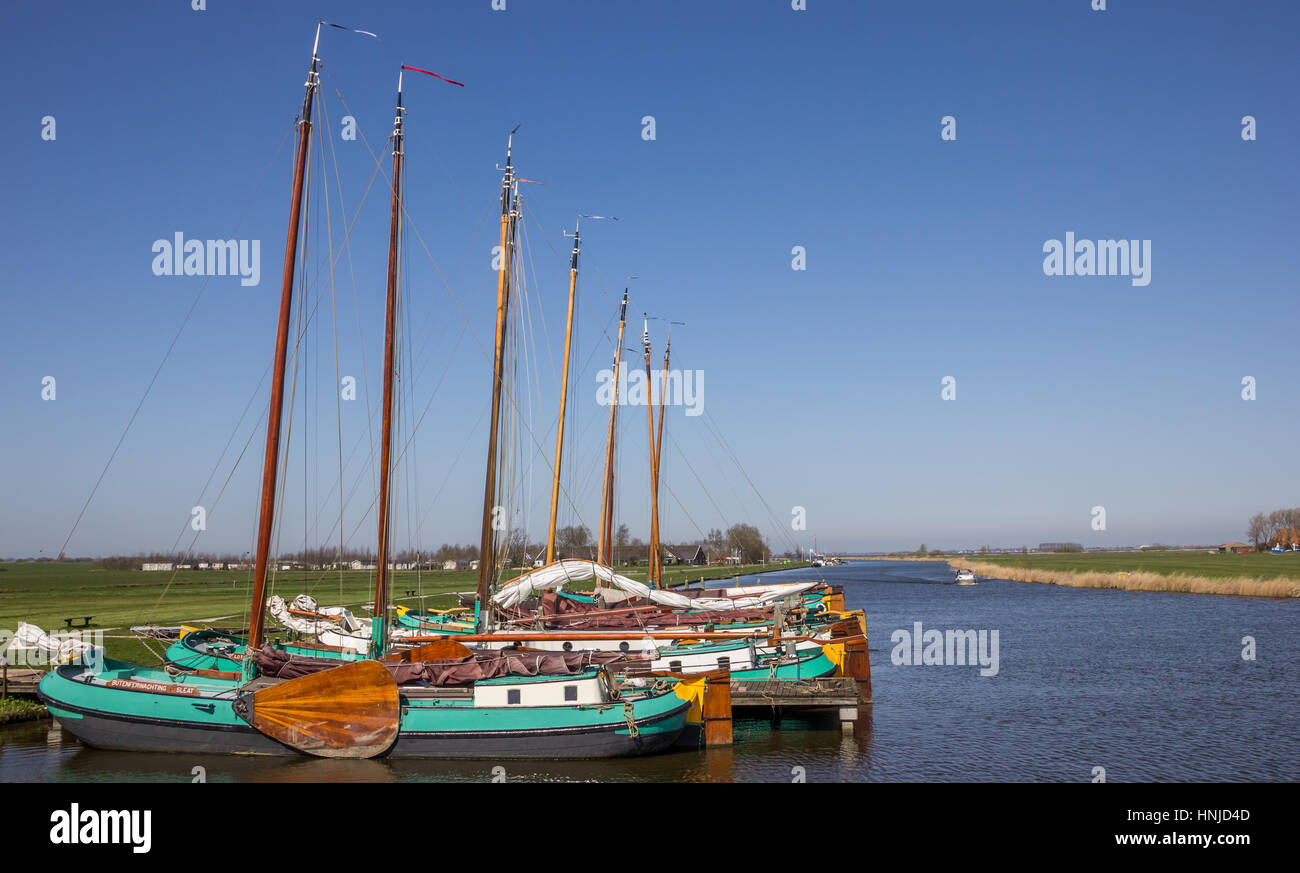 traditional frisian wooden ships in Sloten, Holland Stock Photo - Alamy