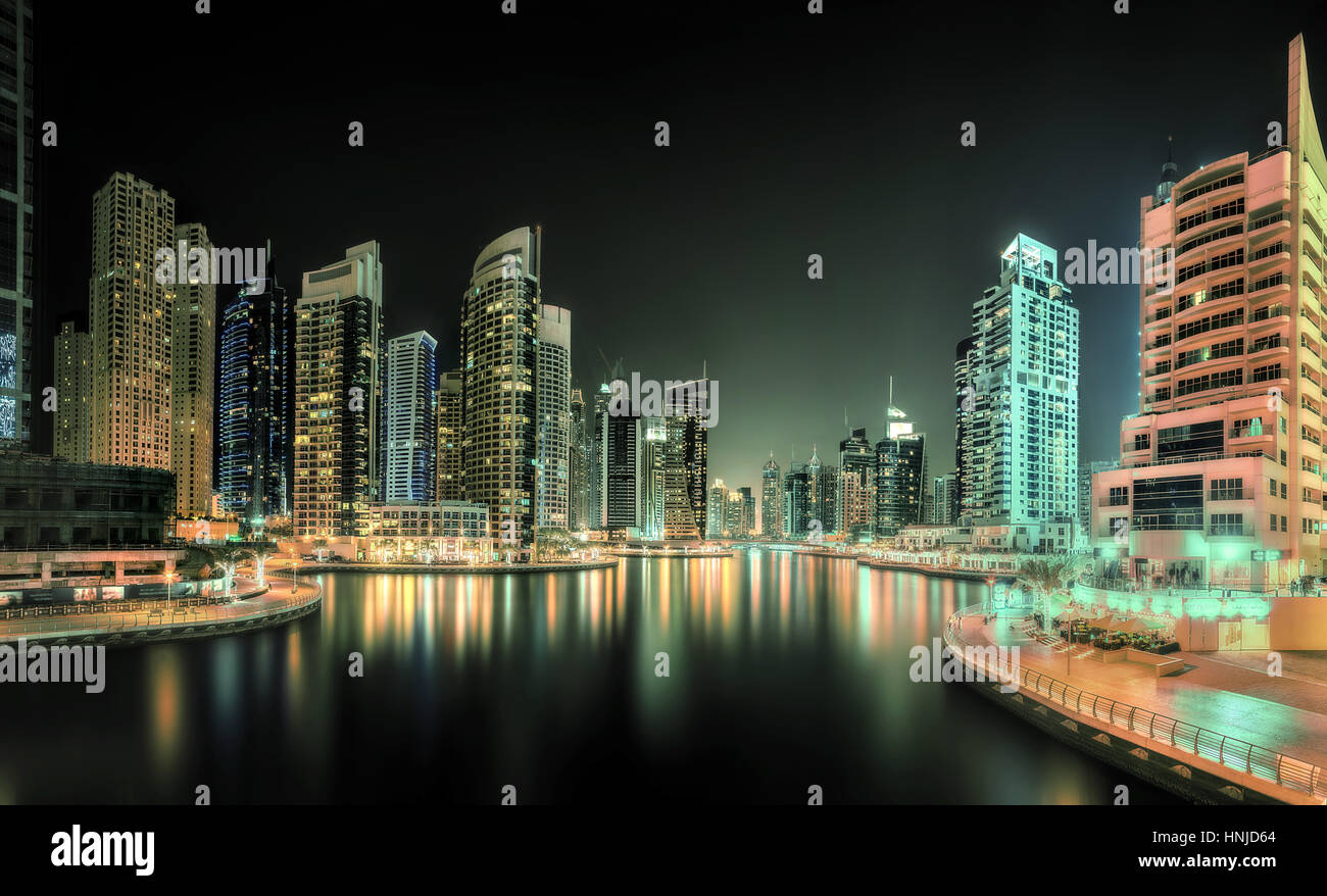 Panoramic view of Dubai Marina bay, UAE Stock Photo - Alamy