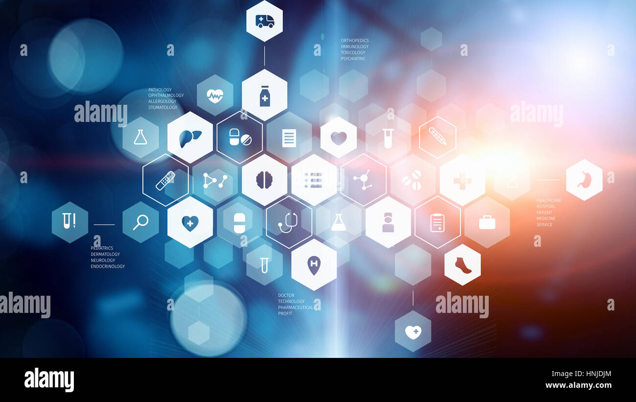 Medical user interface background with media icons Stock Photo - Alamy