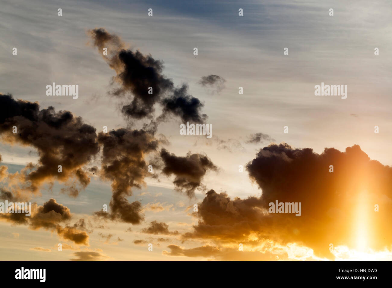 colorful sky and clouds at sunset. Photo close-up outdoors. Small depth ...