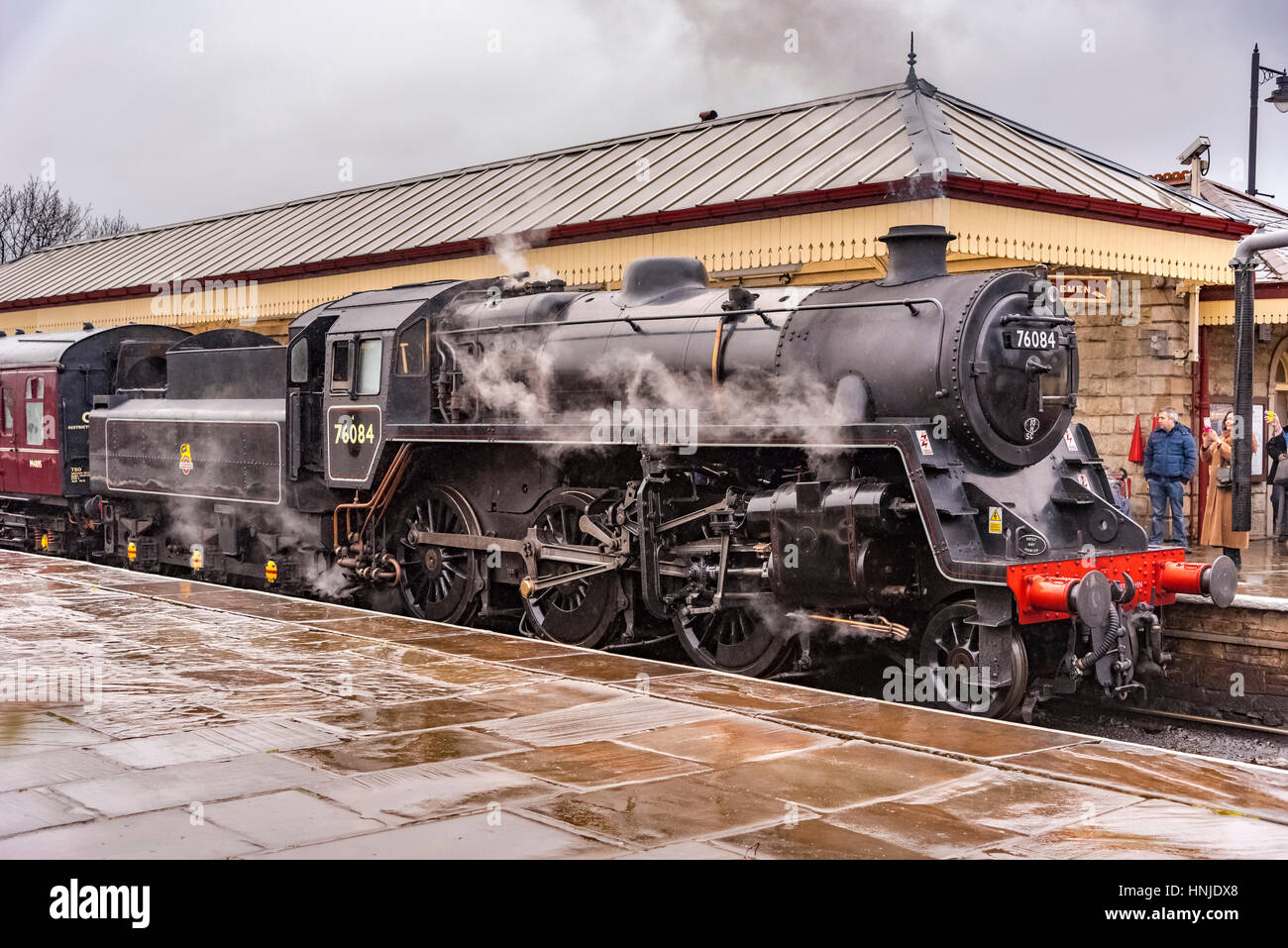 East Lancashire Railway.Ramsbottom station. BR Standard 4MT 2-6-0 Steam ...