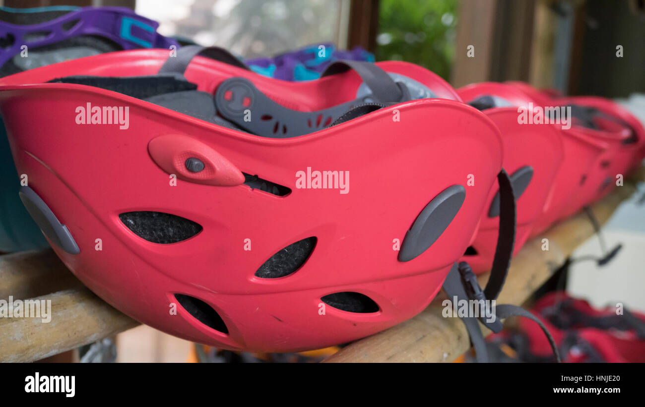 protective helmet for zipline activity on shelf Stock Photo - Alamy
