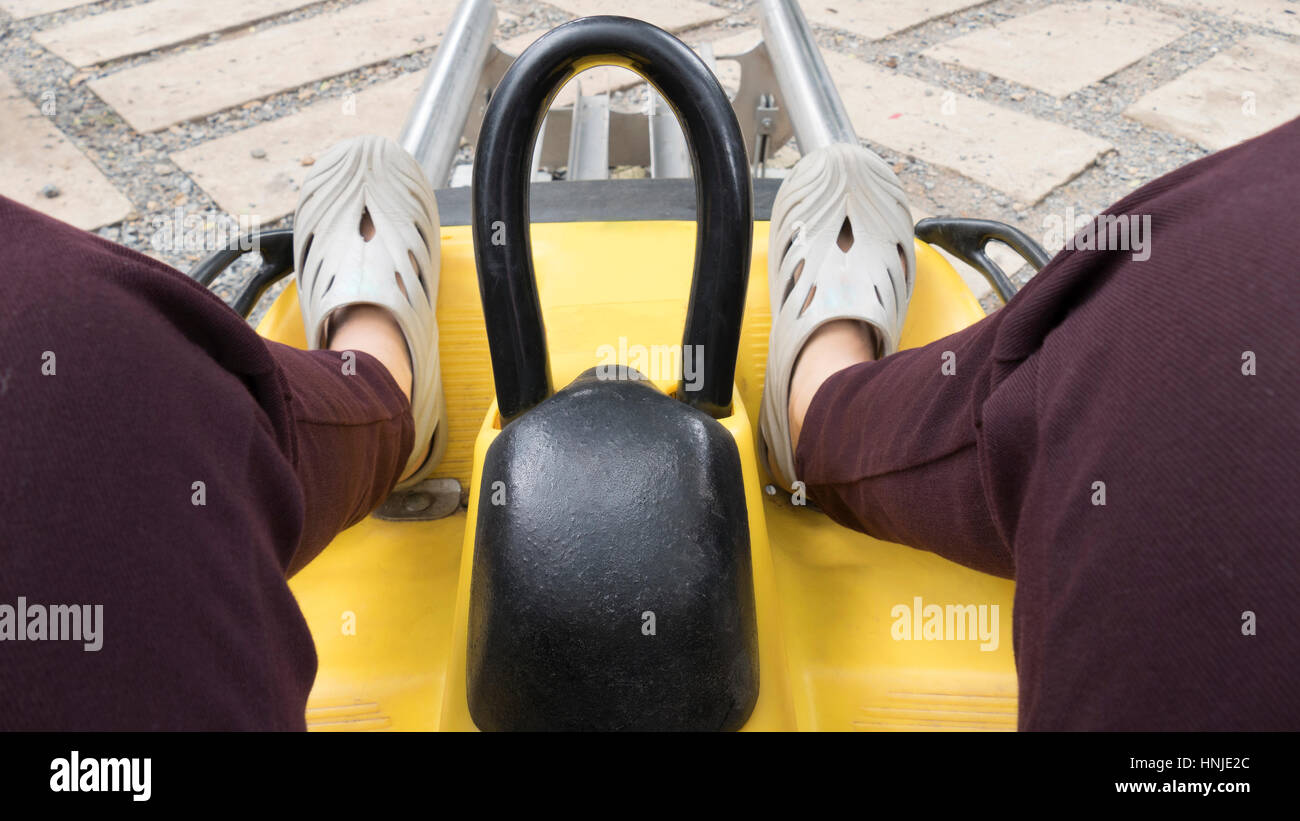Woman on roller coaster ride hi-res stock photography and images - Alamy