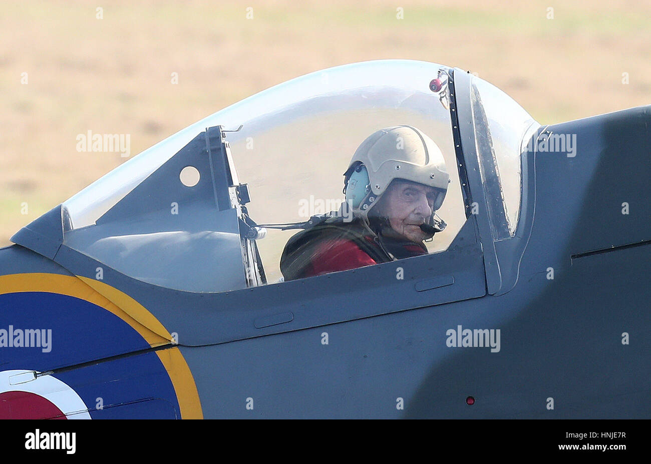 Ray Roberts on board a Spitfire at the launch of the celebrations the ...