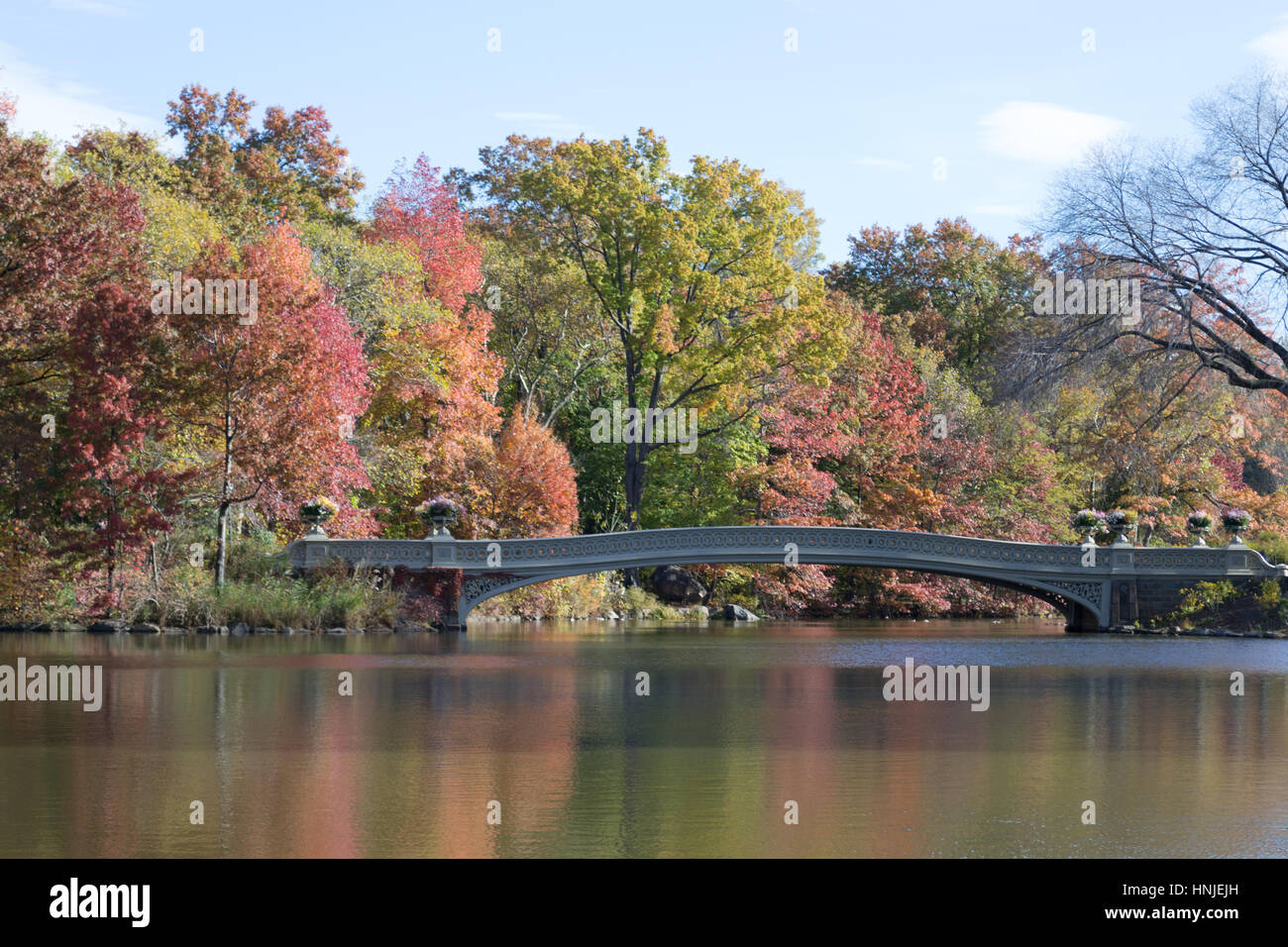Bow bridge is the longest bridge in Central Park and its appearance ...
