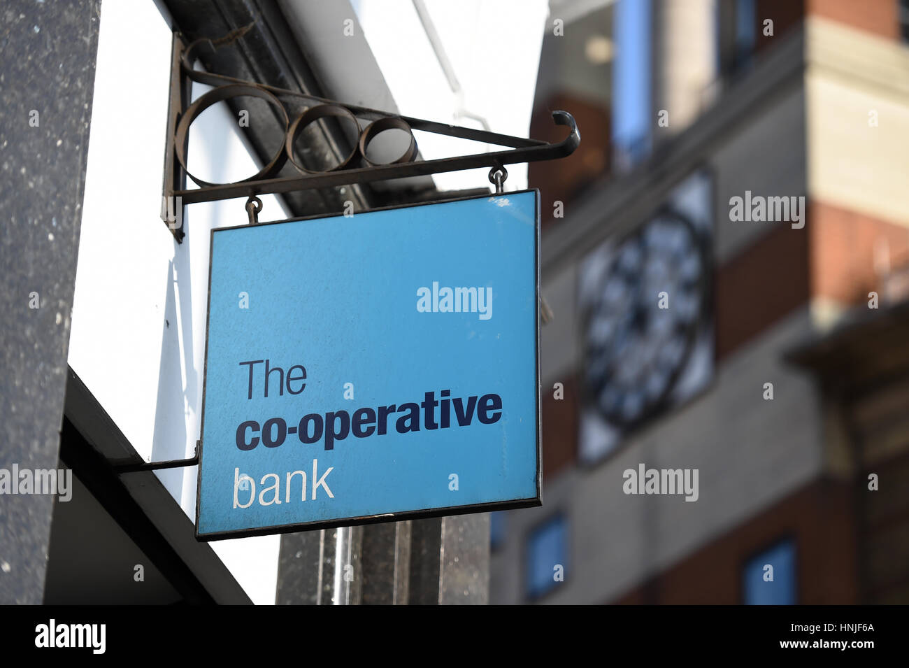 The Co-operative Bank sign in Islington, London. The board of the Co ...