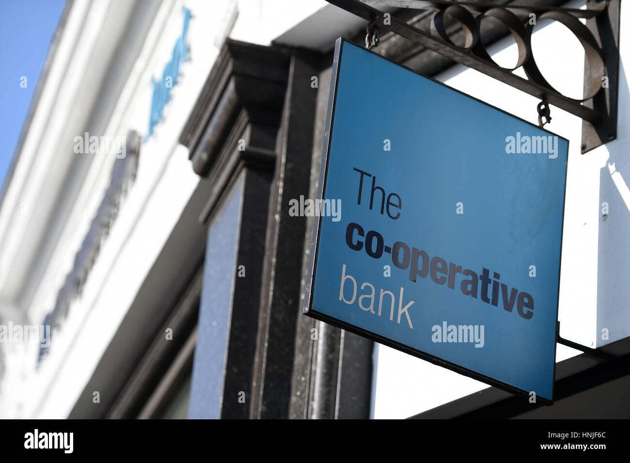 The Co-operative Bank sign in Islington, London. The board of the Co ...