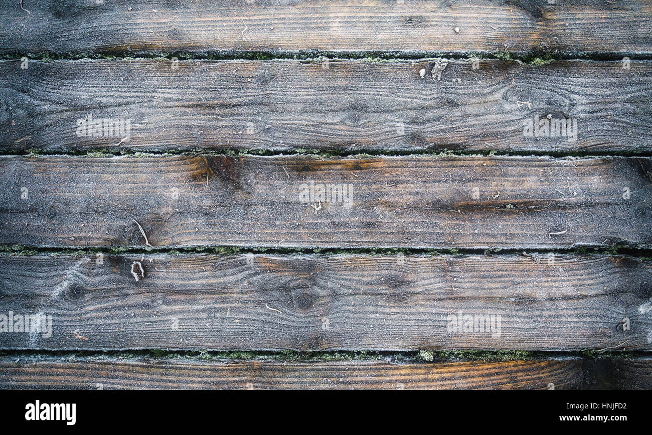 Weathered Wood Planks Covered in Frost Stock Photo - Alamy