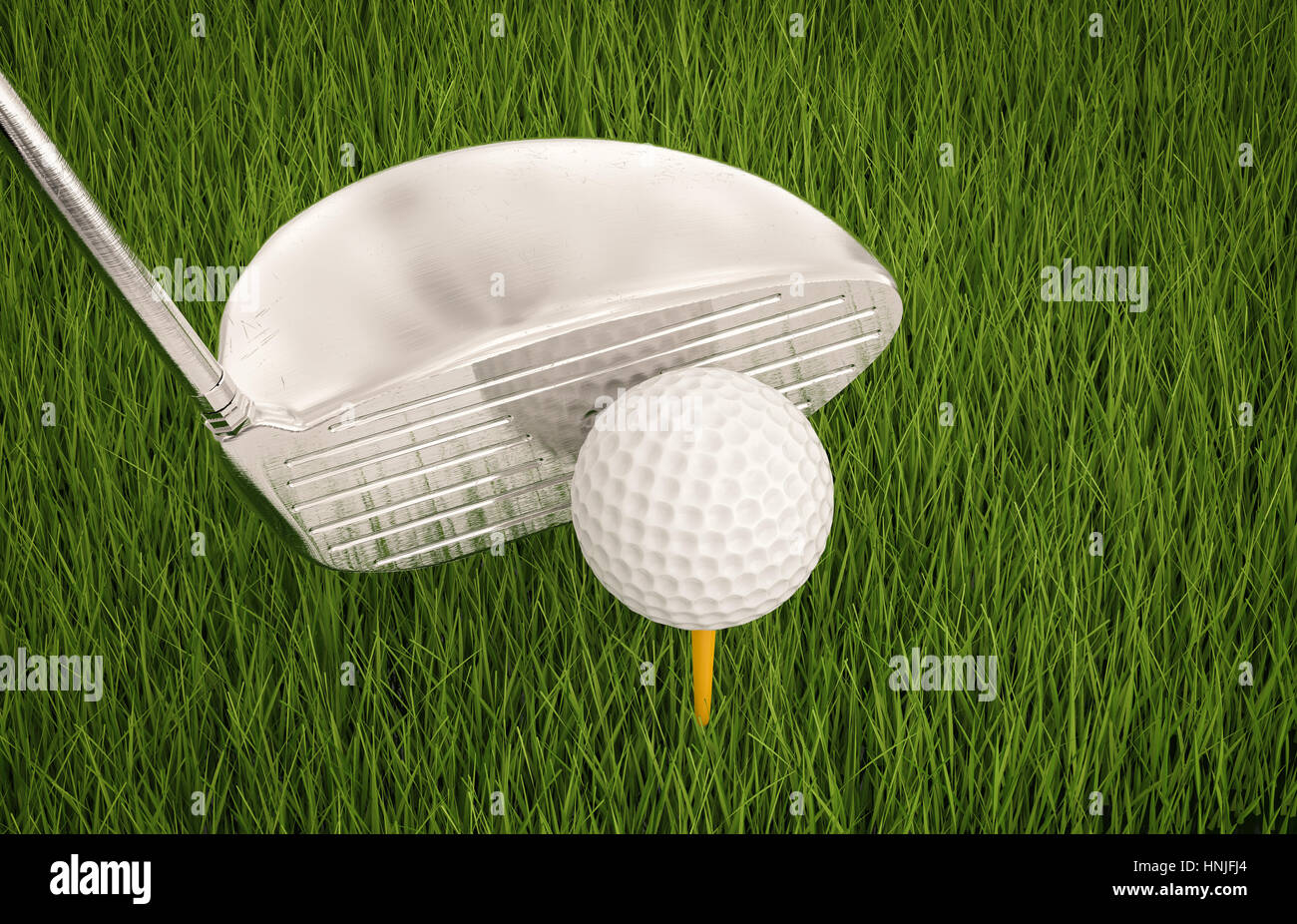 3d rendering golf club with golf ball on tee Stock Photo - Alamy
