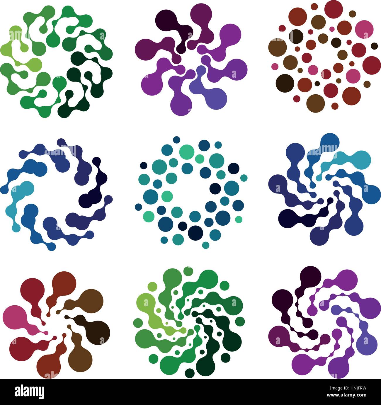 Isolated abstract colorful round shape logos set,decorative elements on ...