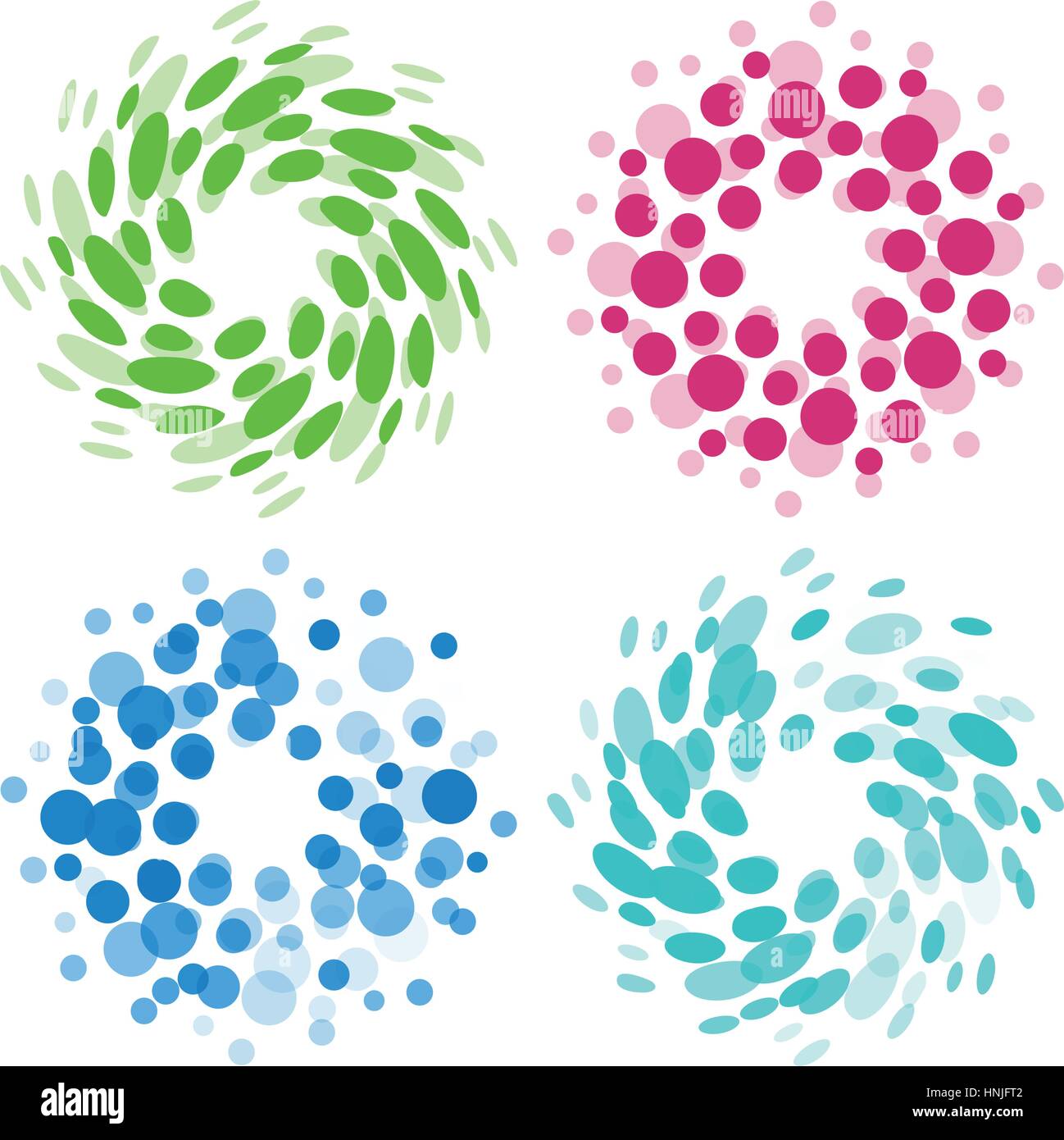 Isolated abstract colorful round shape logos set, decorative elements ...